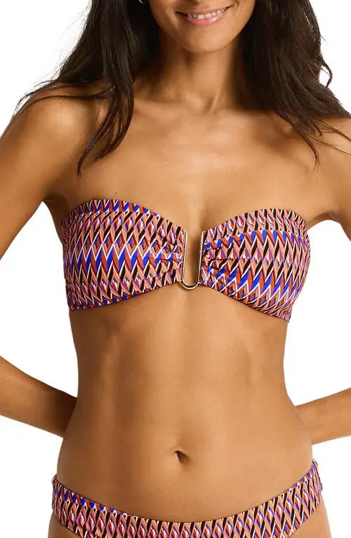 SEA LEVEL U Bar Bandeau Bikini Top - Blue Multi