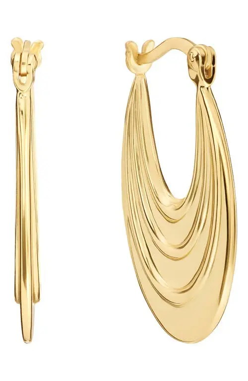 ATHRA LUXE Long Textured Hoop Earrings - Gold