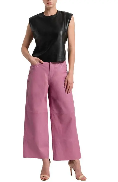 AS By DF Ruby Leather Wide Leg Jeans - Mauve