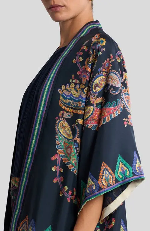 Etro Kesa Print Silk Twill Jacket - Printed Blue Base