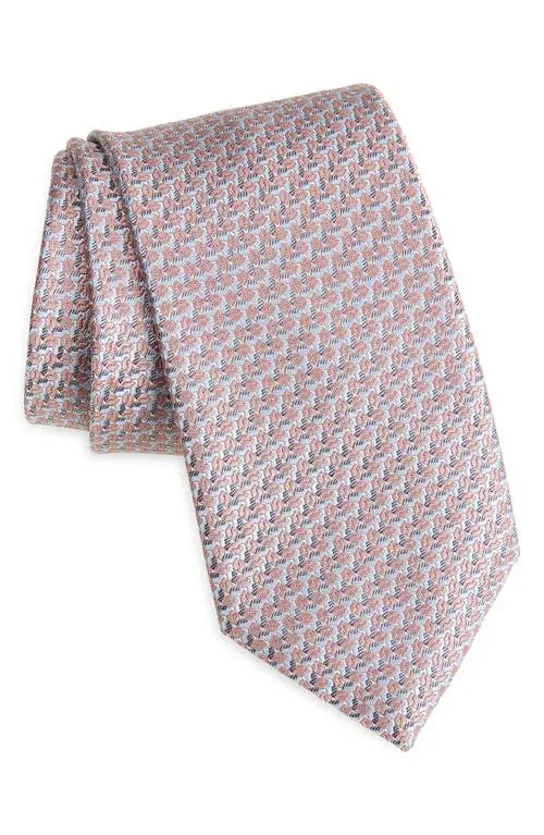 Brioni Geometric Jacquard Silk Tie - Old Rose/lead