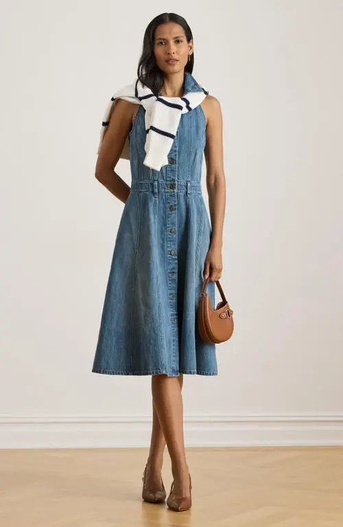 Ralph Lauren Caluna Denim Button-front Midi Dress