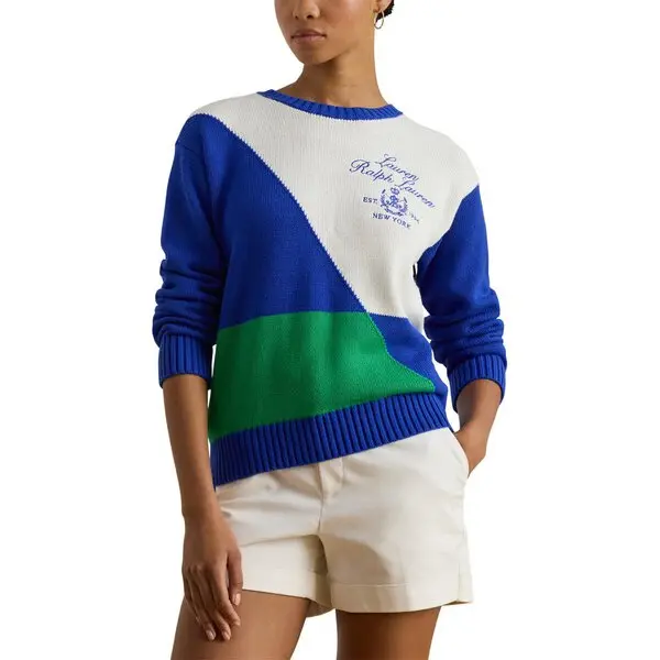 Ralph Lauren Colorblock Embroidered Sweater