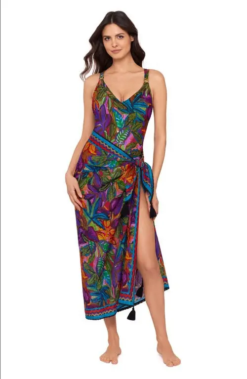Magicsuit Cactus Flower Cotton Cover-up Pareo - Orange Multi