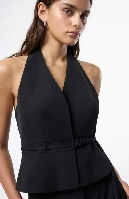 French Connection Harry Belted Suiting Halter Top - Black