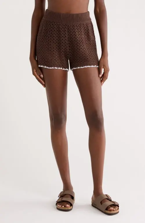 Elan Open Knit Shorts - Brown