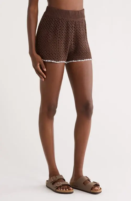 Elan Open Knit Shorts - Brown
