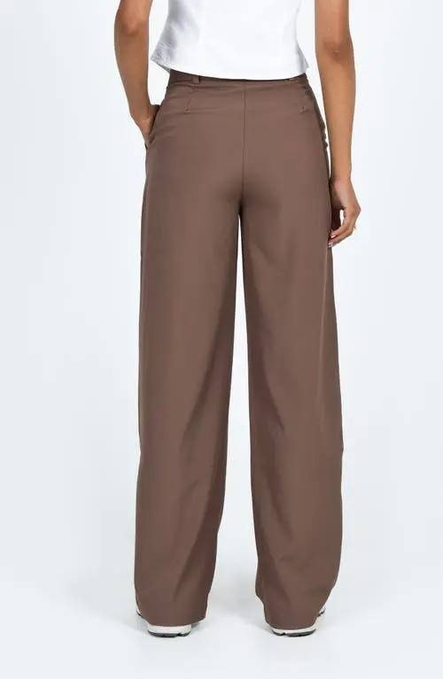 Princess Polly Archer Pleated High-waist Straight-leg Pants - Brown