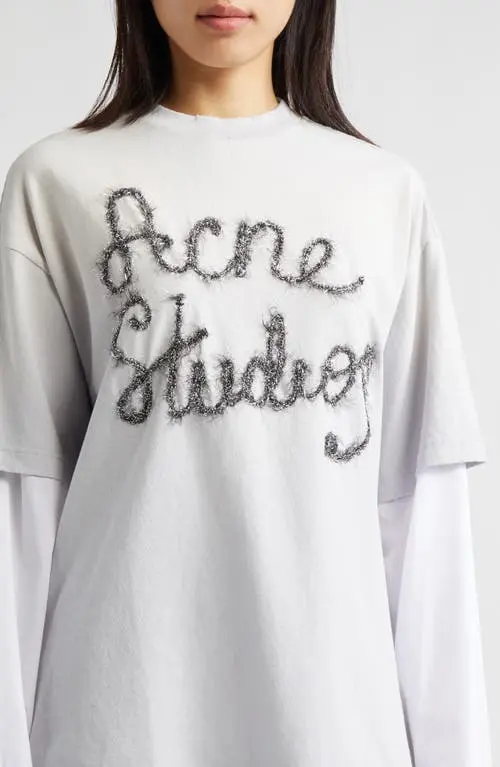 Acne Studios Edra Double U Tinsel Logo Layered T-shirt