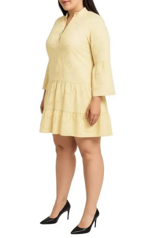 STANDARDS & PRACTICES Eyelet Embroidered Tiered Dress With Bell Sleeves
