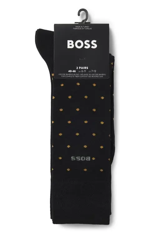 BOSS Two-pack Of Dot And Solid Dress Socks - Blk