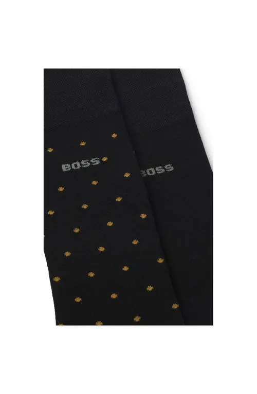 BOSS Two-pack Of Dot And Solid Dress Socks - Blk