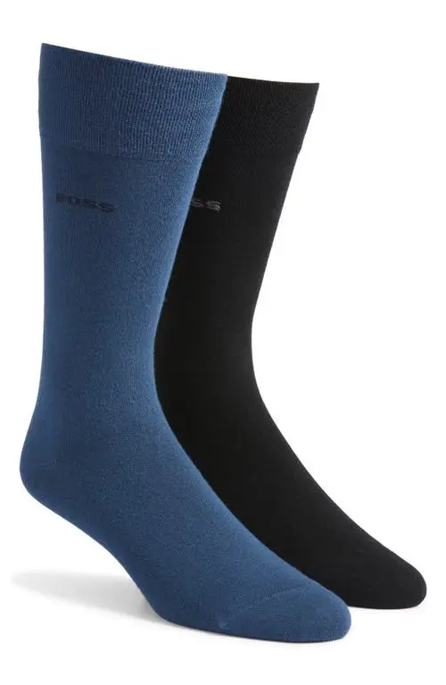BOSS Assorted Solid Dress Socks 2 Pack - Open Blue