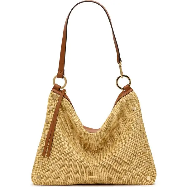 HAMMITT Kyle Large Leather Shoulder Bag - Cocoa Raffia/gold