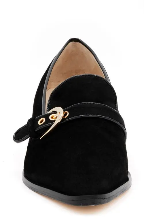 AMALFI BY RANGONI Publio Pointed Toe Loafer Pump - Black Cashmere Black Vernice