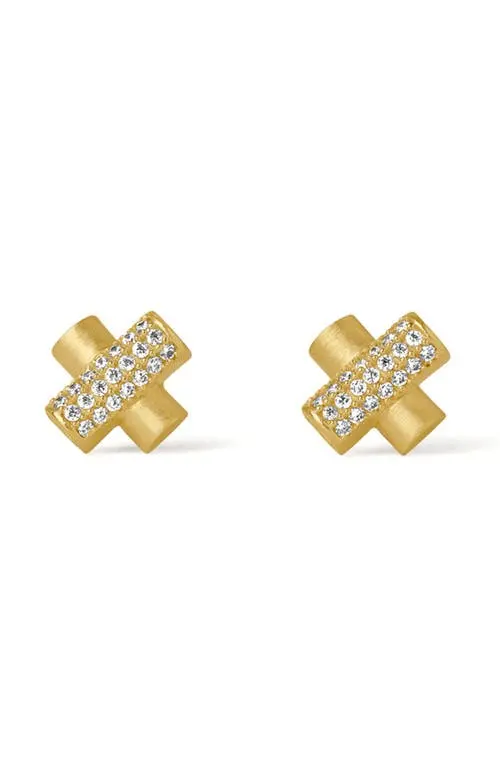 DEAN DAVIDSON Juliette Pavé Crisscross Stud Earrings - White Topaz/gold