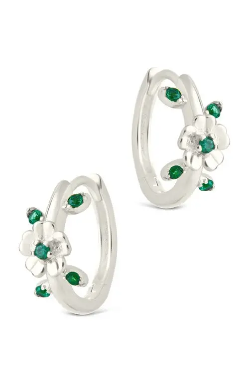 Sterling Forever Cambrie Cubic Zirconia Flower Hoop Earrings - Silver