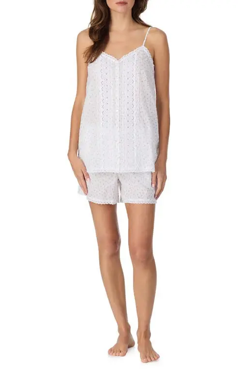 Eileen West Eyelet Trim Cotton Short Pajamas - Rose Bud