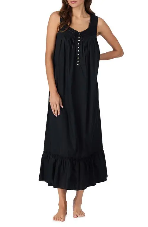 Eileen West Ballet Sleeveless Cotton Nightgown - Black