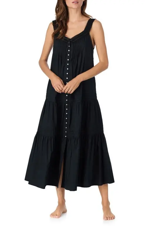Eileen West Ballet Sleeveless Cotton Nightgown - Black