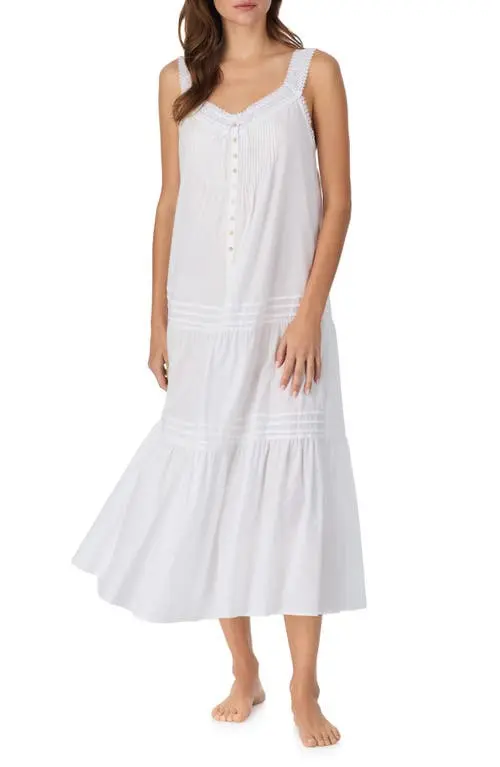 Eileen West Ballet Sleeveless Cotton Nightgown - White