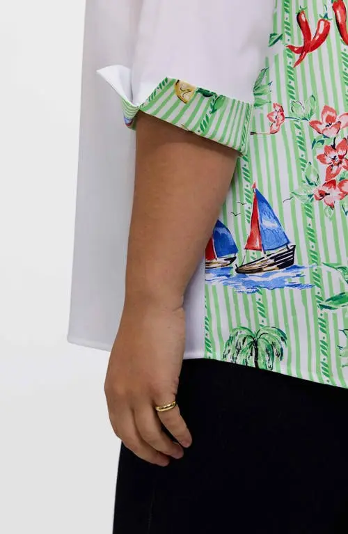 Foxcroft Therese Shirt - Green Multi