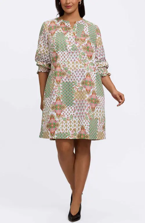 Foxcroft Alicia Patchwork Shift Dress - Green Multi