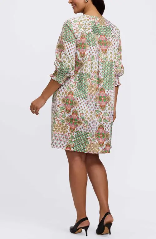 Foxcroft Alicia Patchwork Shift Dress - Green Multi