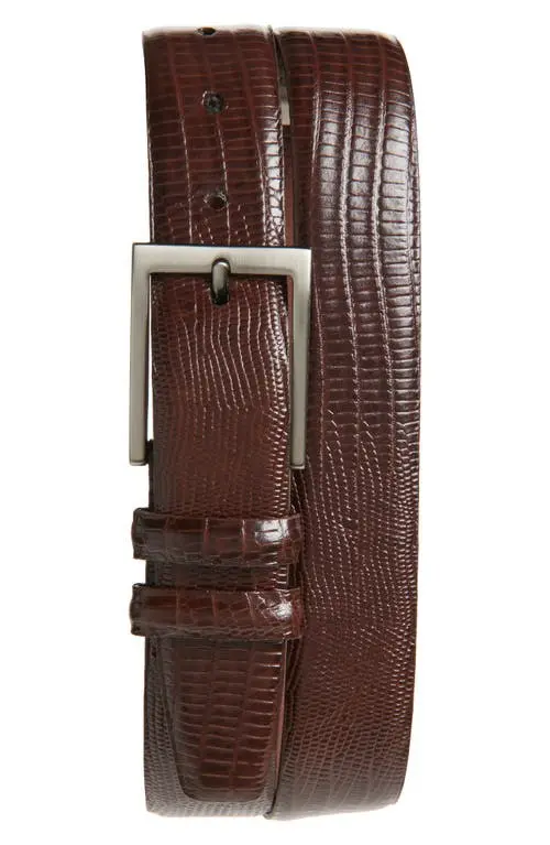 Torino Lizard Embossed Calfskin Leather Belt - Brown