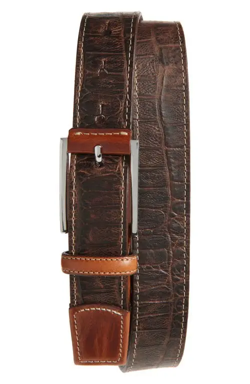 Torino Brushed Sheepskin Leather Belt - Brown