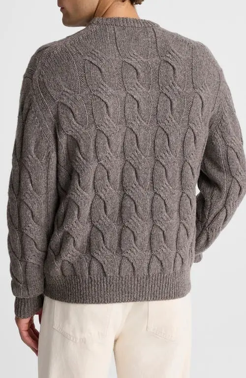 Madewell Crewneck Cable Knit Wool Blend Sweater - Heather Dark Driftwood