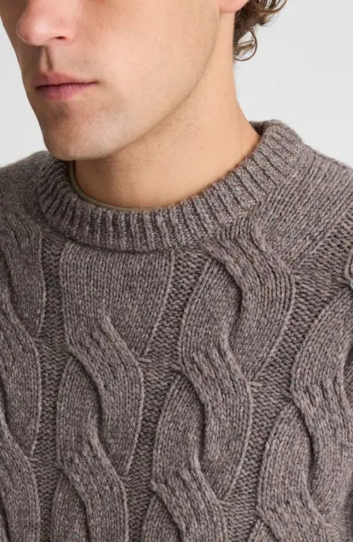 Madewell Crewneck Cable Knit Wool Blend Sweater - Heather Dark Driftwood
