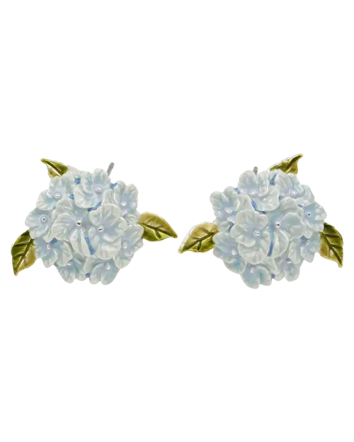 FABLE ENGLAND Hydrangea Stud Earrings - Blue & Silver