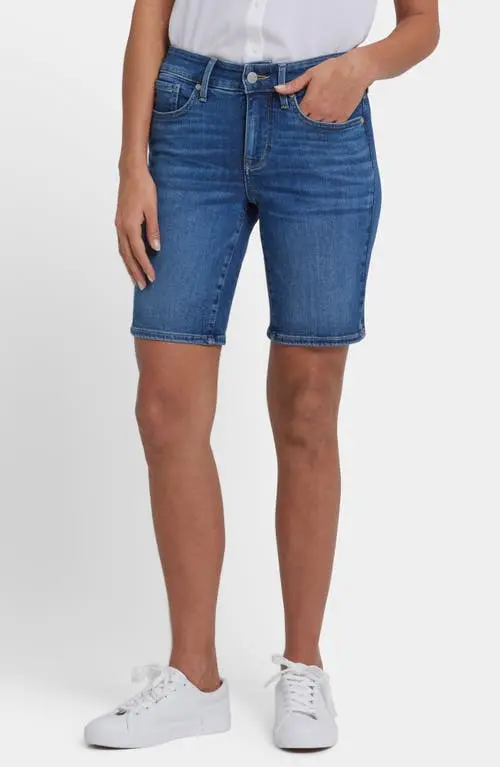 NYDJ Ella Side Slit Denim Shorts - Opera Blue