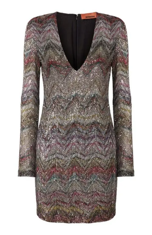 Missoni Mini Dress With V-neck And Zigzag Pattern
