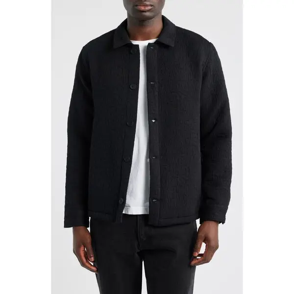 wax london Black Twin Weave Overshirt Overshirt Whiting Twin