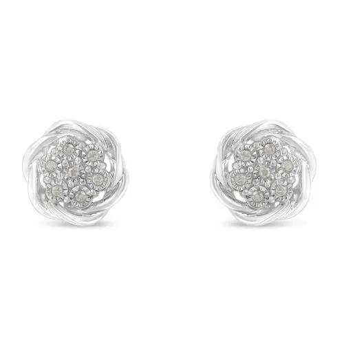 HAUS OF BRILLIANCE Sterling Silver Diamond Swirl Stud Earrings - White