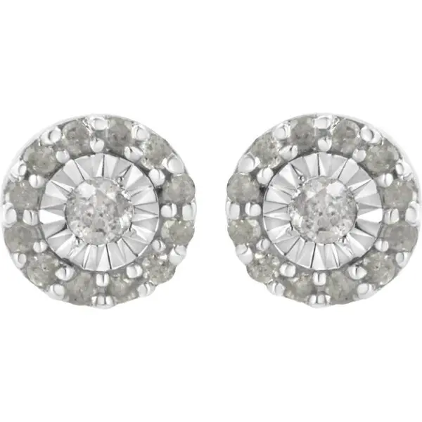 HAUS OF BRILLIANCE 1/2 Ct Diamond Halo Stud Earrings - White