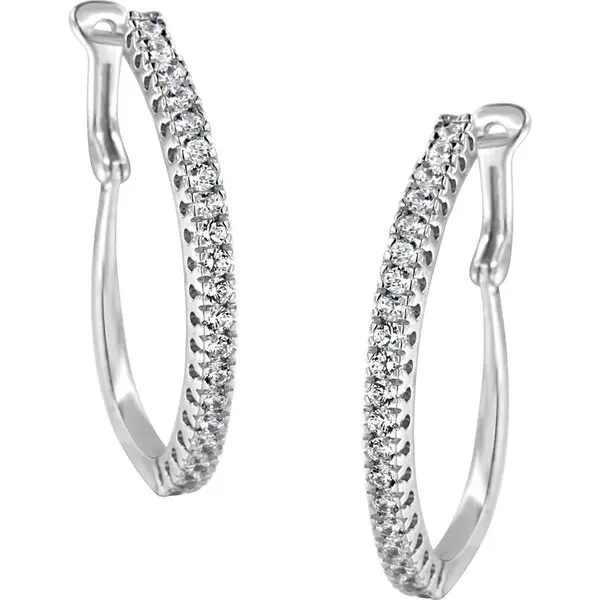 HAUS OF BRILLIANCE 10kt Gold 1 Ct Diamond Hoop Earrings - White
