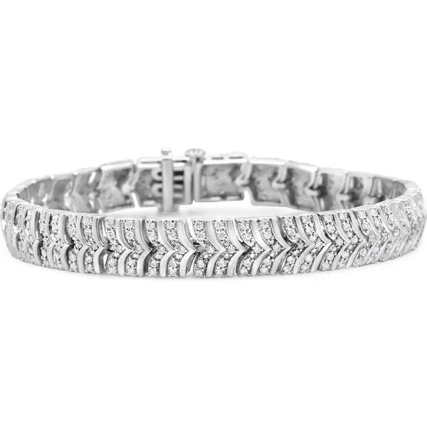 HAUS OF BRILLIANCE 3.00 Cttw Diamond And Sterling Silver Chevron Link Bracelet - White