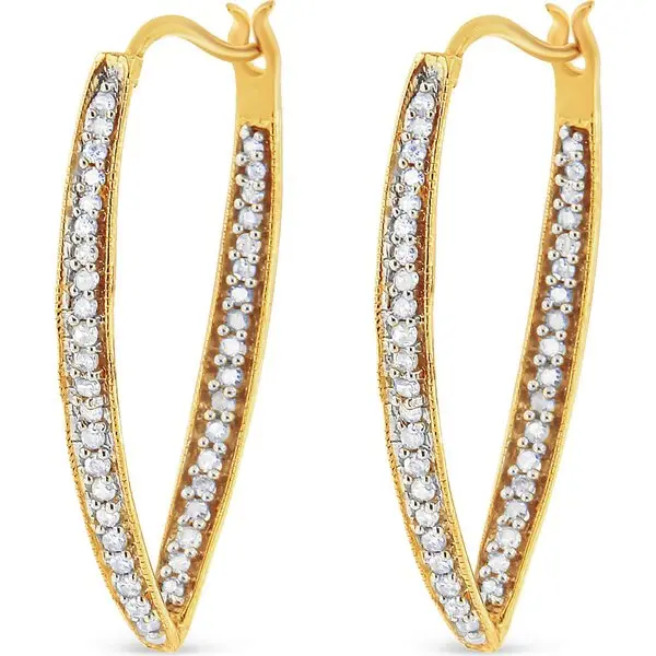HAUS OF BRILLIANCE 10k Gold 1/2 Ct Round Diamond Hoop Earrings - Yellow