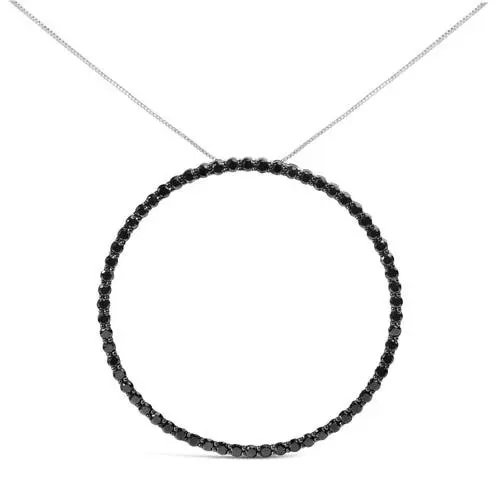 HAUS OF BRILLIANCE 5.0 Cttw Black Diamond .925 Sterling Silver Open Hoop Pendant Necklace - White