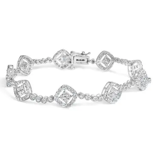 HAUS OF BRILLIANCE 3.0 Cttw Diamond Halo Link Bracelet - White