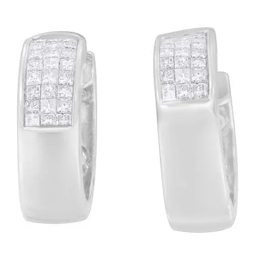 HAUS OF BRILLIANCE 14k Gold 1 1/8 Cttw Diamond Huggie Earrings - White