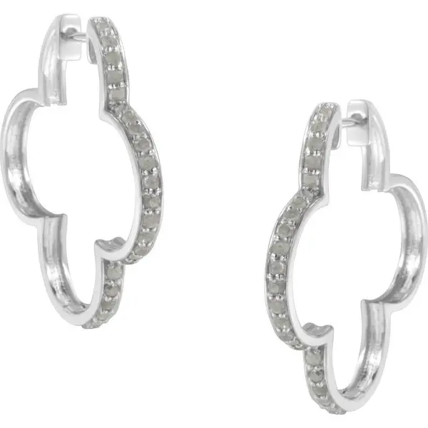 HAUS OF BRILLIANCE 1.0 Ct Diamond Clover Hoop Earrings - White