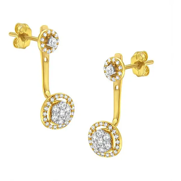 HAUS OF BRILLIANCE 14k Gold-plated Silver 5/8 Ct Diamond Earrings - Yellow