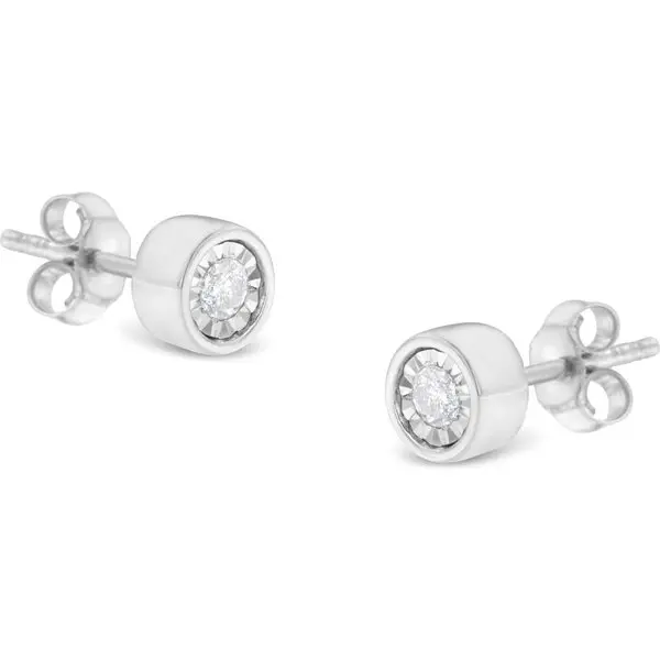 HAUS OF BRILLIANCE Diamond And Silver Stud Earrings - White