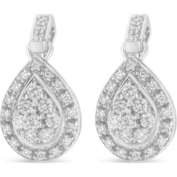 HAUS OF BRILLIANCE 10k Gold Diamond Teardrop Earrings - White