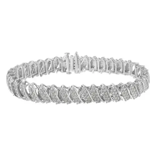HAUS OF BRILLIANCE 3.0 Cttw Diamond Multi Row Cluster Wave Link Tennis Bracelet - White