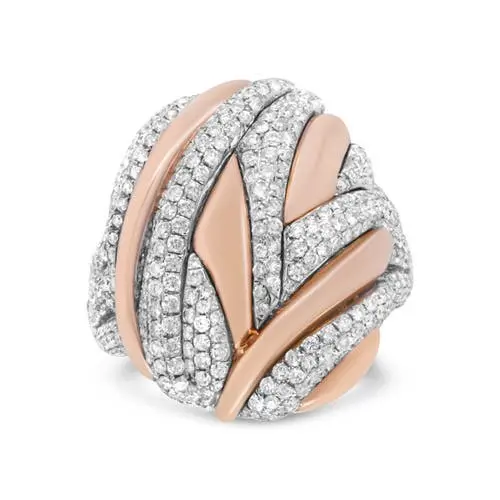 HAUS OF BRILLIANCE 18k Rose And Gold 1 7/8 Cttw Diamond Cocktail Ring - White